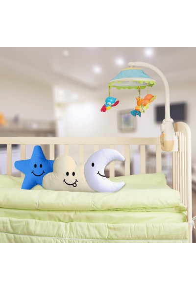 Miomundo Bebek ve Çocuk Odası Ay-Yıldız-Bulut Yastık Seti Uyku Arkadaşları Süs Yastıkları Üçlü Midi Kombin