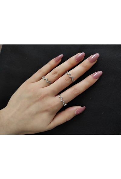 Balyan Mavi Beyaz Zirkon Taşlı Yüzük