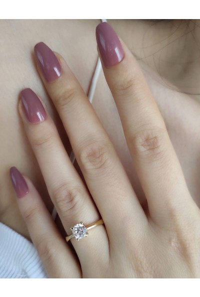 Balyan Tek Taş Gold Rengi Yüzük