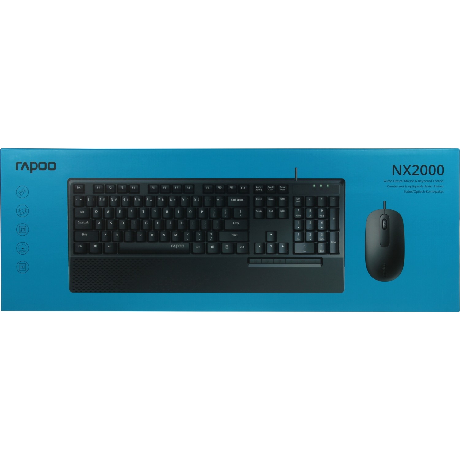 Rapoo NX2000,USB Kablolu Ergonomik Q Türkçe Klavye ile Optik Fiyatı