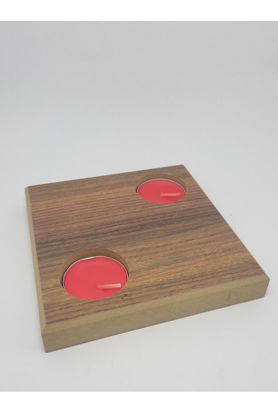 Gördur Mum Hediyeli 2'li Ahşap Mumluk