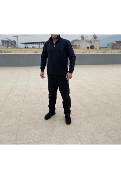 Benesse Yarım Fermuarlı Siyah Eşofman Takımı