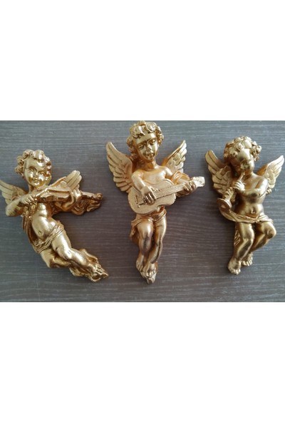 Happens Melek Duvar Süsü 11CM Uzunluk 8 cm Genişlik, 3 Lü Set