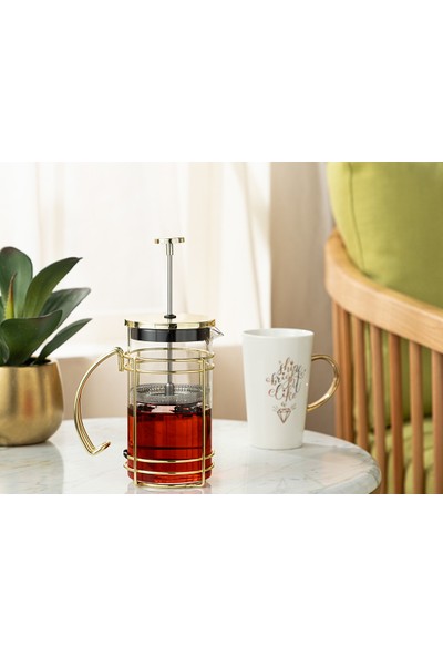 English Home Monaco Borosilkat Cam French Press 600 ml Gold English Home Monaco Borosilkat Cam French Press 600 ml Gold