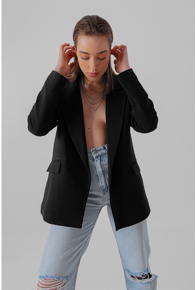 MyLove Astar Çizgili Blazer Ceket Siyah