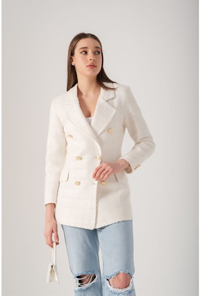 MyLove Kruvaze Tüvit Ceket Ekru