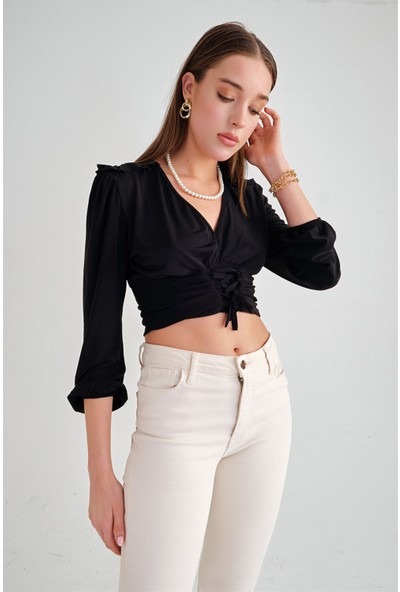 MyLove Bağcıklı Sandy Bluz Siyah MyLove Bağcıklı Sandy Bluz Siyah