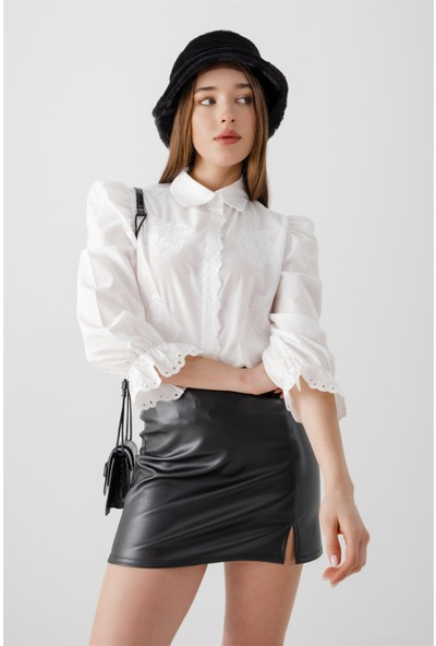 MyLove Fisto Detaylı Vintage Gömlek Beyaz MyLove Fisto Detaylı Vintage Gömlek Beyaz