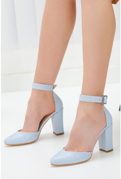 Hayalimdeki Ayakkabı Lole Bebe Mavisi Cilt Topuklu Ayakkabı 36