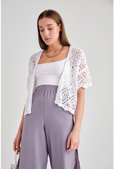 MyLove Örme Triko Hırka Beyaz