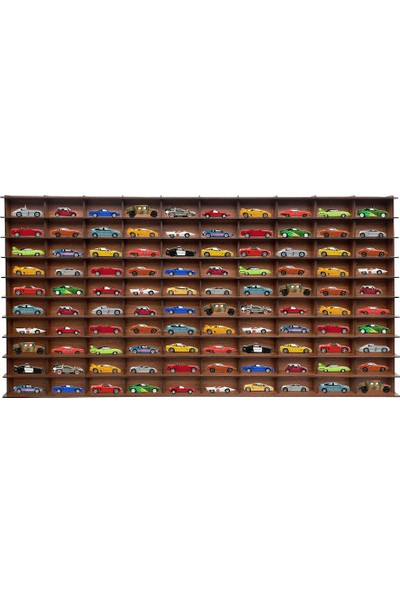 1/64 Ceviz Yatay Hobi Araba Rafı 100 Araç (Hot Wheels, Matcbox)