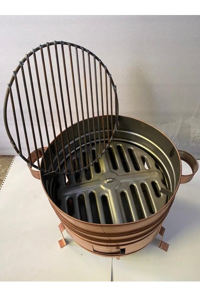 Göktürkmangalları 3 Kapaklı Yuvarlak Gövdeden Sabit Ayaklı Izgaralı Mangal