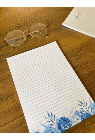 Ekeroğlu Çiçek Gül Desenli Çizgili Mavi A5 To Do List - Memopad - Notepad - Defter Ekeroğlu Çiçek Gül Desenli Çizgili Mavi A5 To Do List - Memopad - Notepad - Defter