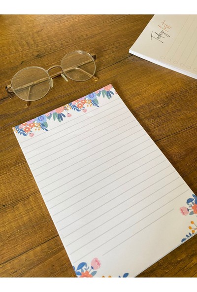 Ekeroğlu Pembe Mavi Çiçekli Desenli A5 To Do List Memopad - Defter Ekeroğlu Pembe Mavi Çiçekli Desenli A5 To Do List Memopad - Defter