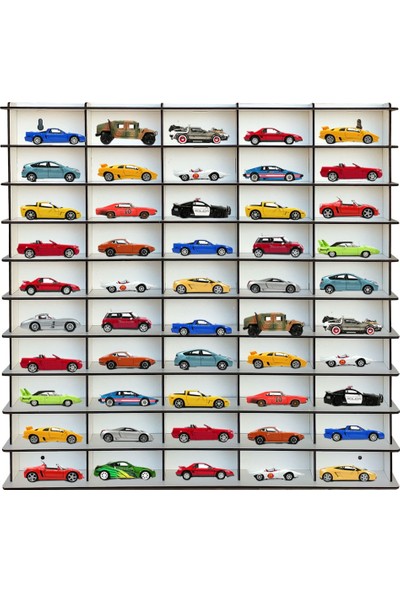 1/64 Hobi Araba Rafı Beyaz 50'li (Hot Wheels, Matchbox)