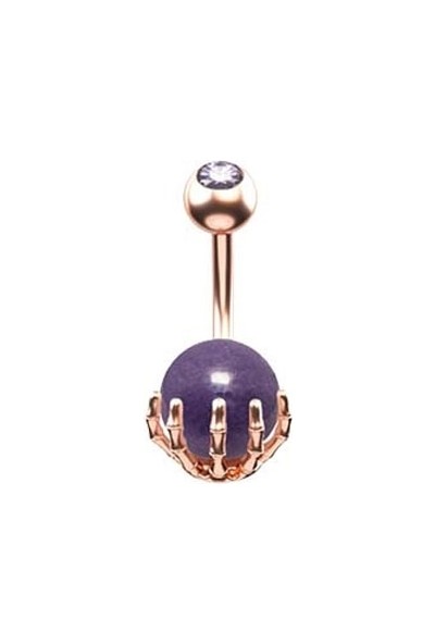 Chavin Mor Oniks Taşlı Pençe Çelik Göbek Piercing EN52RSMR Chavin Mor Oniks Taşlı Pençe Çelik Göbek Piercing EN52RSMR