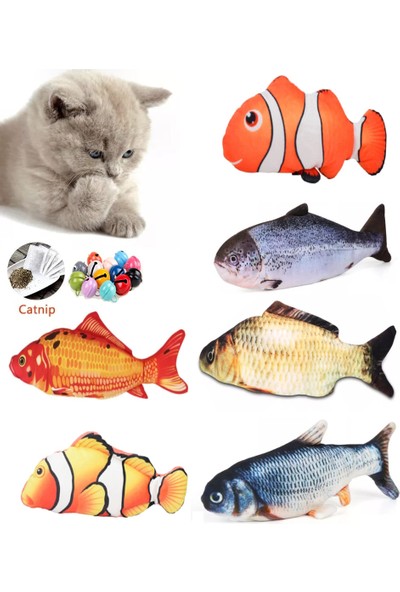Tineke 6 Adet 3D Peluş Kedi Oyuncağı Balık Kedi Nanesi Otlu Çıngıraklı Tineke 6 Adet 3D Peluş Kedi Oyuncağı Balık Kedi Nanesi Otlu Çıngıraklı