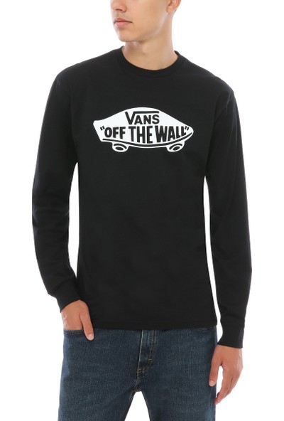 Vans - Erkek Uzun Kollu Baskılı Siyah T-Shirt - VN00059JY28