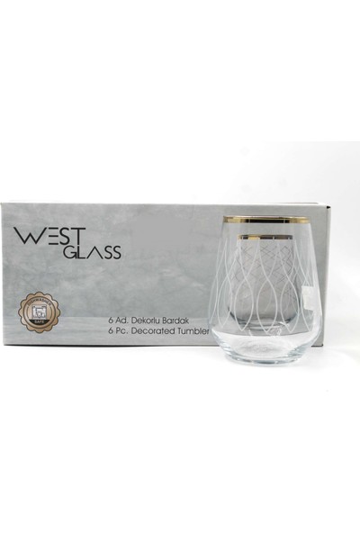 Paşabahçe Westglass W41536WG Allegra Wave Desen Gold Kaplama Su Bardağı