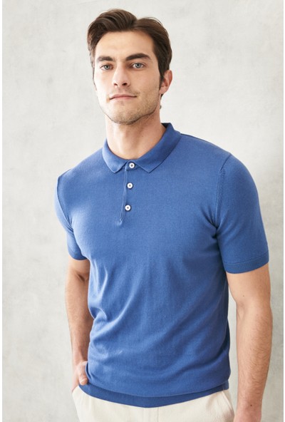Altınyıldız Classıcs Erkek İndigo Standart Fit %100 Pamuk Polo Yaka Triko Tişört Altınyıldız Classıcs Erkek İndigo Standart Fit %100 Pamuk Polo Yaka Triko Tişört