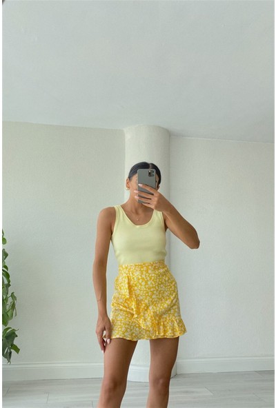 MyLove Flora Yan Fırfırlı Etek Sarı