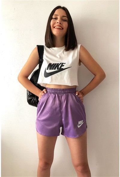 MyLove Logo Saten Şort Lila MyLove Logo Saten Şort Lila