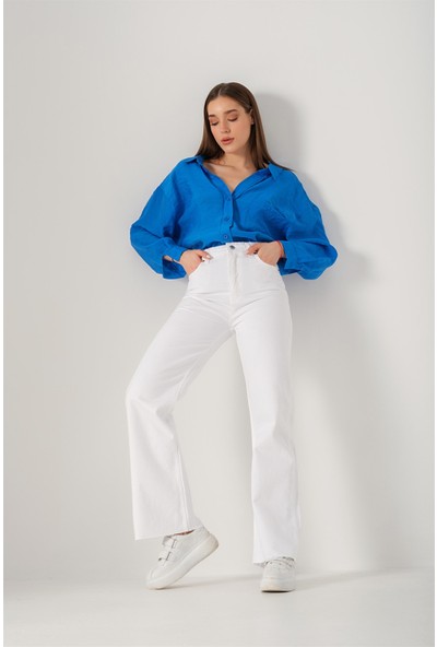 MyLove Wide Leg Jean Beyaz