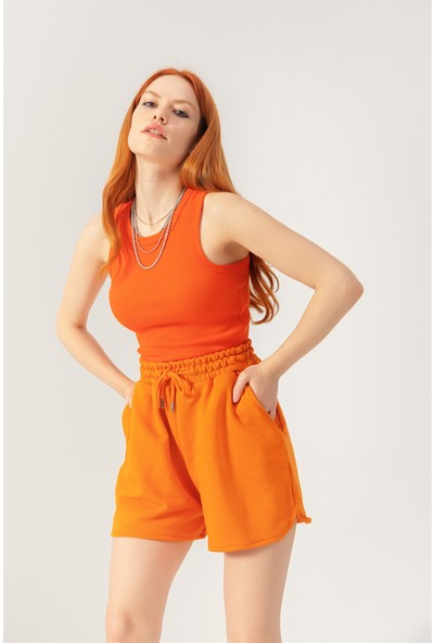 MyLove Bağcıklı Sport Şort Oranj