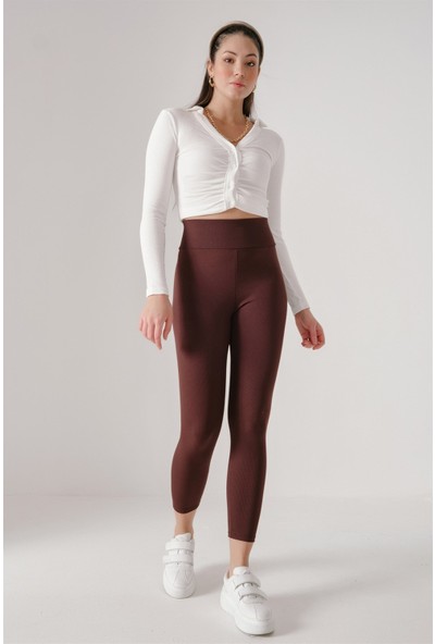 MyLove Yüksek Bel Relax Tayt Kahverengi