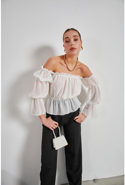 MyLove Prenses Yaka Bluz Beyaz