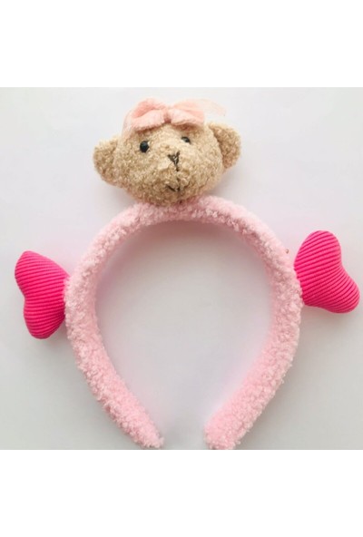 Hcbutik Kız Bebek - Çocuk Ayıcıklı Kalpli Tac- Pembe