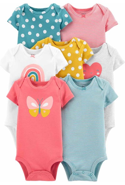 Carter's Kız Bebek Body Set Kısa Kollu 7'li Paket
