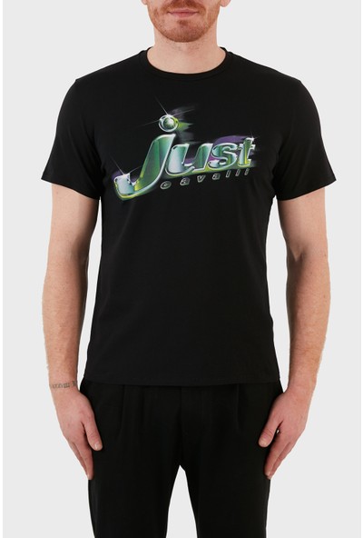 Just Cavalli Baskılı % 100 Pamuk Bisiklet Yaka T Shirt Erkek T Shirt S01GC0681 N20663 900