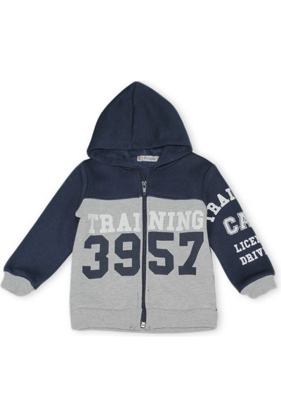 211237 Pengim 3957 Baskılı Erkek Hırka2-5 Yaş Lacı