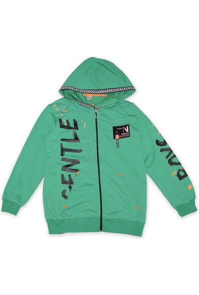 422521 Alg Gentle Boy Baskılı Kapüşonlu Erkek Hırka 13-16 Yaş Yesıl