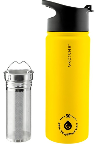 Grosche Chicago Demleme Hazneli Çelik Termos Sarı 473 ml