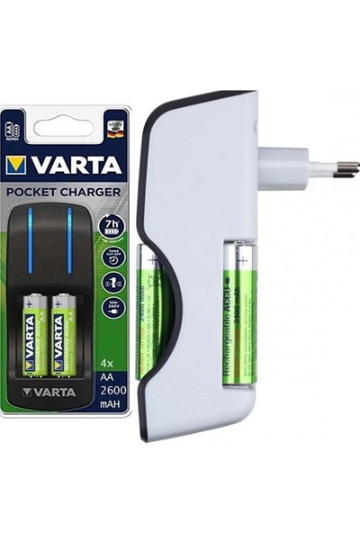 Varta Pocket Charger Şarj Cihazı+4 Adet 2600 Aa Şarjlı Kalem Pil Varta Pocket Varta Pocket Charger Şarj Cihazı+4 Adet 2600 Aa Şarjlı Kalem Pil Varta Pocket