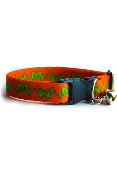 Practical Koala Kedi Ayarlanabilir Zilli Desenli Turuncu Boyun Tasması