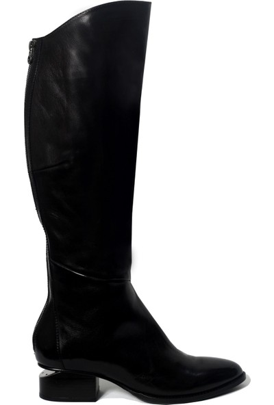 Nursace 40304 Bayan Siyah Deri Çizme