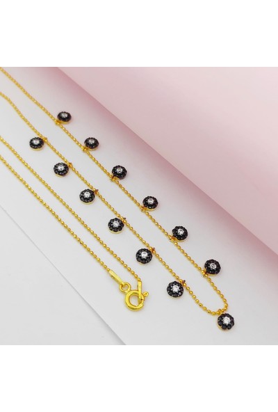 925 Gümüş Gümüş Sallanır Zirkon Taşlı Kolye 925 Ayar