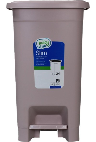 Hobby Life Çöp Kovası 15 Lt Slim Pedallı Pudra