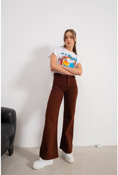 MyLove Ispanyol Gabardin Pantolon Acı Kahve