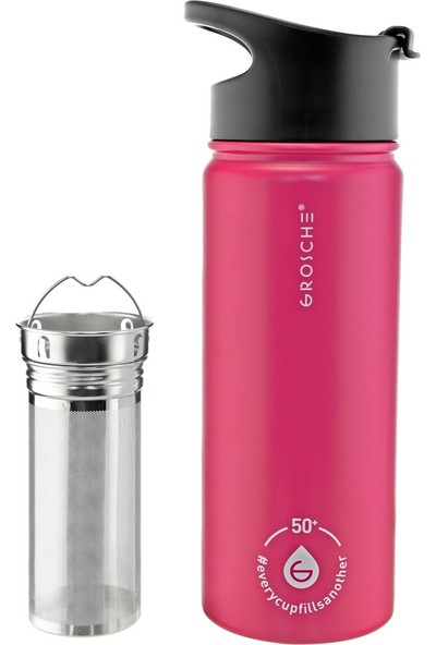 Grosche Chicago Demleme Hazneli Çelik Termos Pembe 473 ml