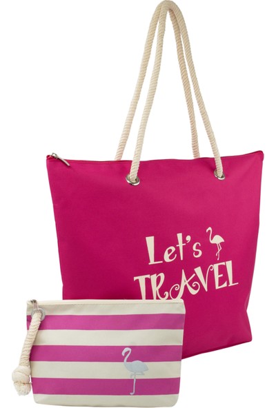 Bakras Fermuarlı Plaj Çantası ve Plaj Çanta Düzenleyici Ikili Takım