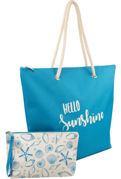 Bakras Fermuarlı Plaj Çantası ve Plaj Çanta Düzenleyici Ikili Takım