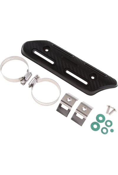 Evrensel Motosiklet Egzoz Isı Kalkanı Boru Koruyucu Kapak Pad Siyah