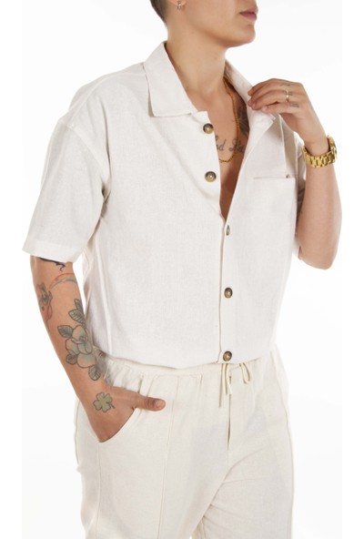 Marrakech Keten Kısa Kollu Gömlek