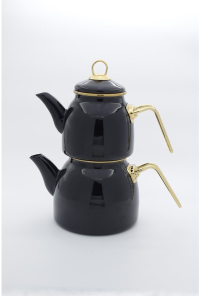 Emaye Çaydanlık Takımı Siyah