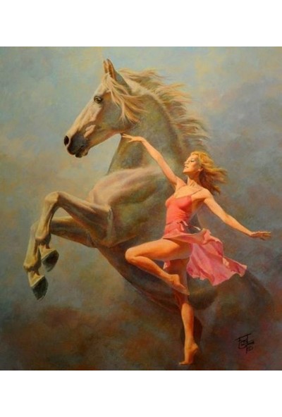 Hobi Tedarik At ve Kız Çerçevesiz 60X75 Sayılarla Boyama Hobi Seti Hobi Tedarik At ve Kız Çerçevesiz 60X75 Sayılarla Boyama Hobi Seti