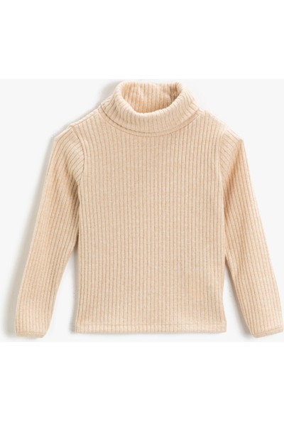 Koton Dokulu Boğazlı Uzun Kollu Tişört